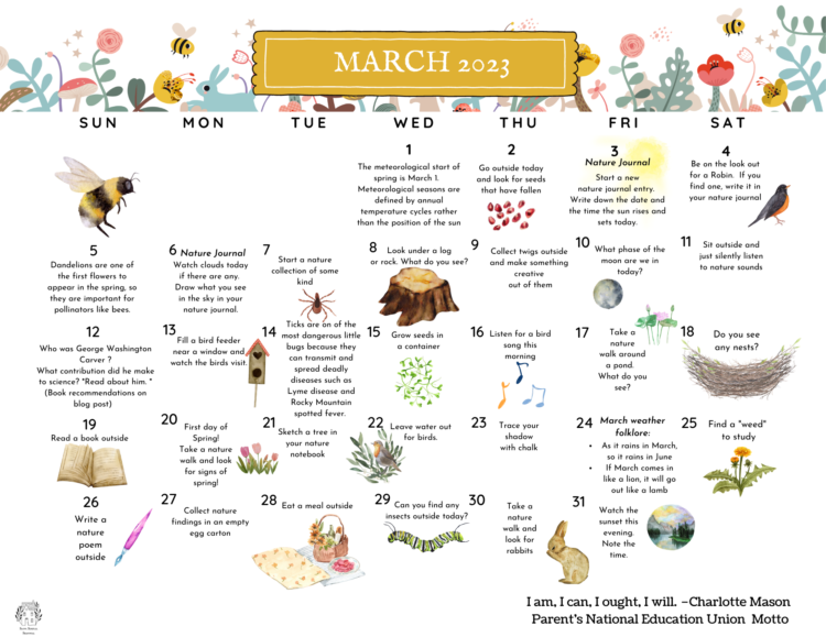March Nature Calendar